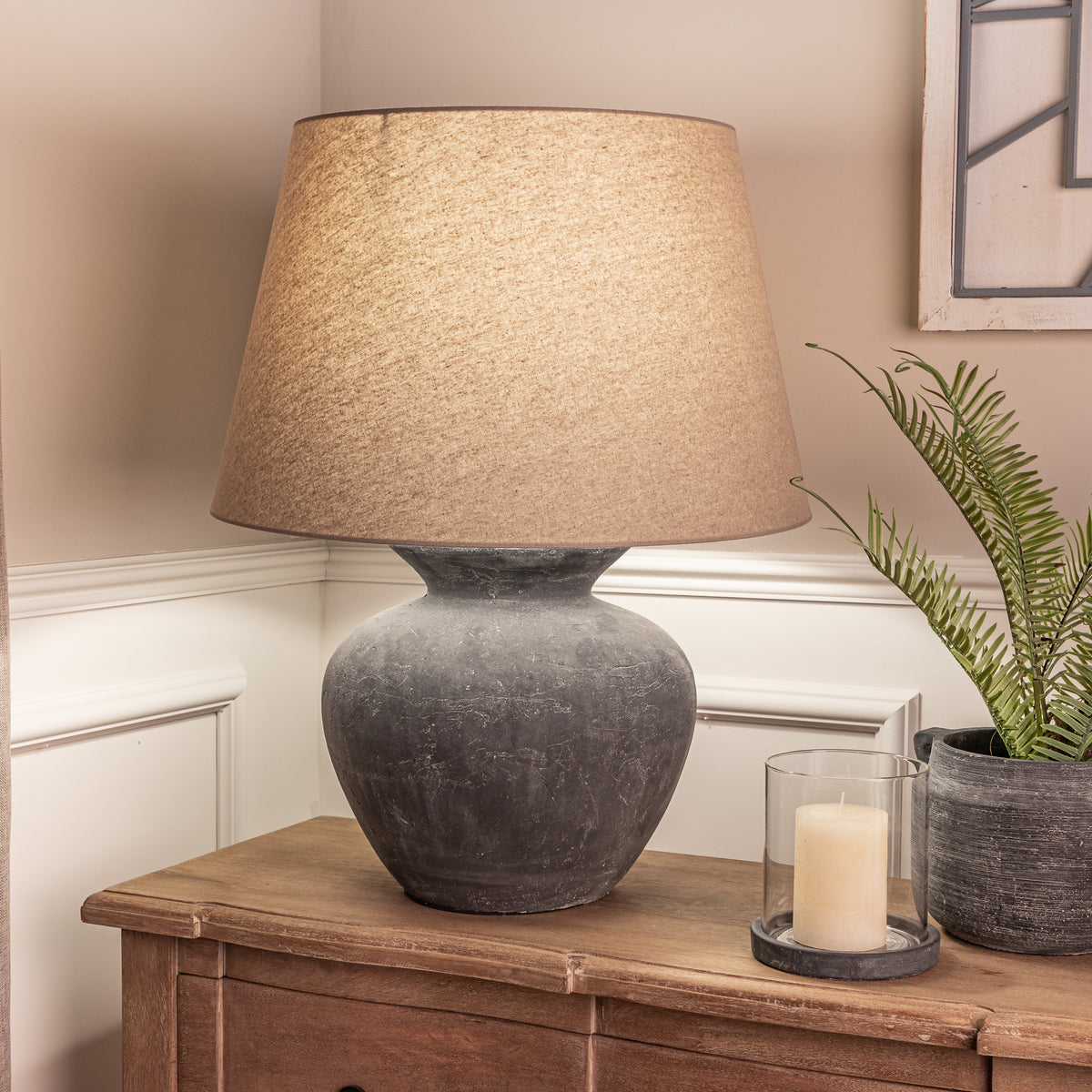 Large Charcoal Grey Darcy Stone Based Lamp – Chosen By Jessica