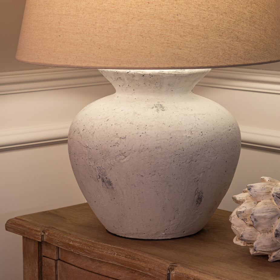 Darcy Antique White Stone Based Lamp – Chosen By Jessica