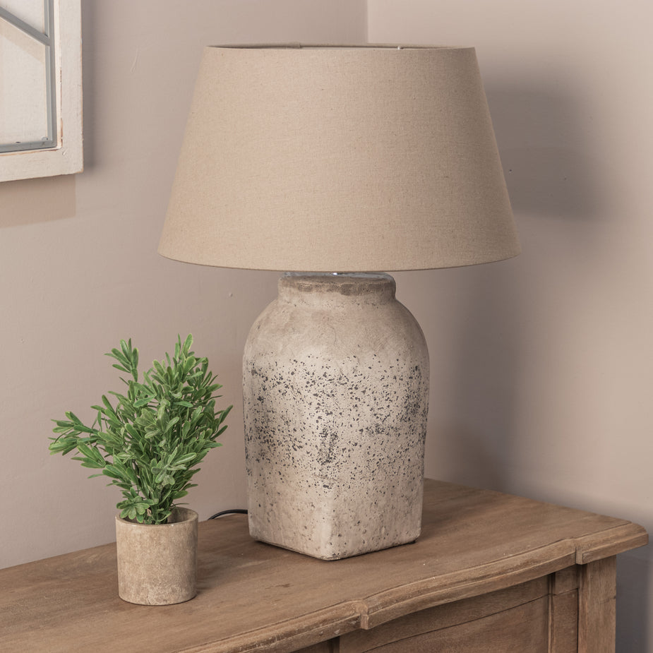 Rustic Distressed Tall Stone Based Lamp – Chosen By Jessica