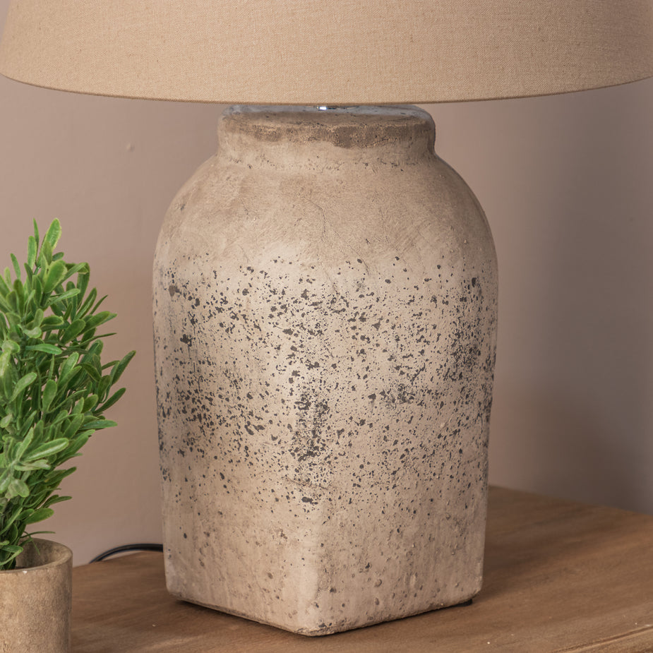Rustic Distressed Tall Stone Based Lamp – Chosen By Jessica