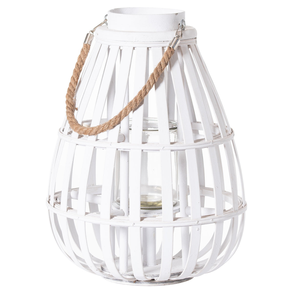 White Domed Rattan Lantern With Rope Detail – Chosen By Jessica